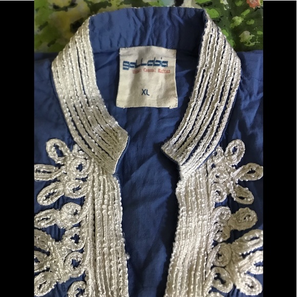 Gallabia | Tops | Gallabia Blue Cotton Embroidered India Tunic Xl ...